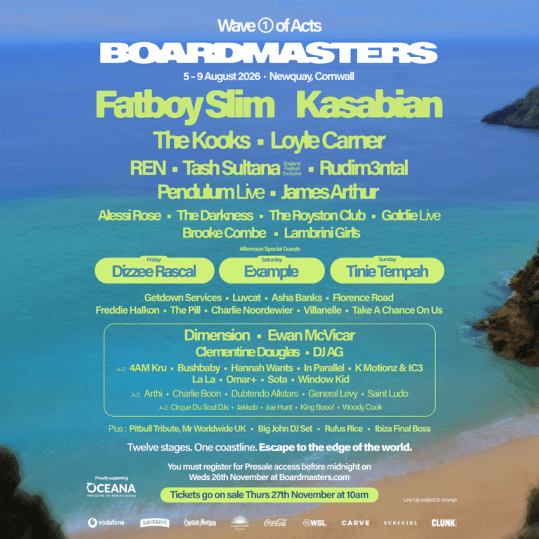 Boardmasters 2026 Drops Huge Line-Up with Fatboy Slim, Kasabian, Loyle ...